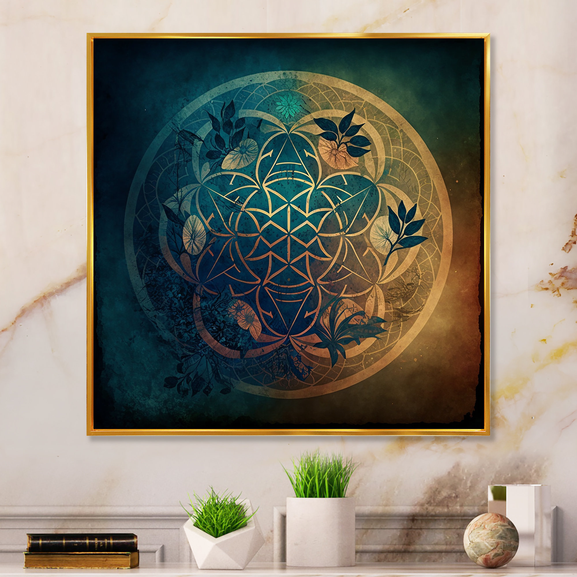Design Art Ancient Sacred Retro Designs VI - Floater Frame Print on ...