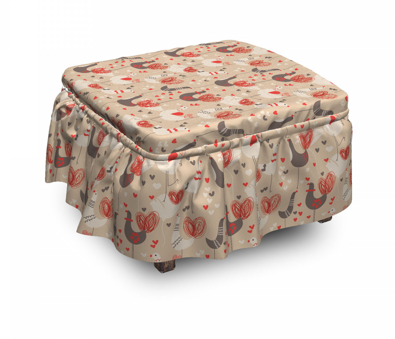 East Urban Home Chickens with Red Ducklips Ottoman Slipcover | Wayfair