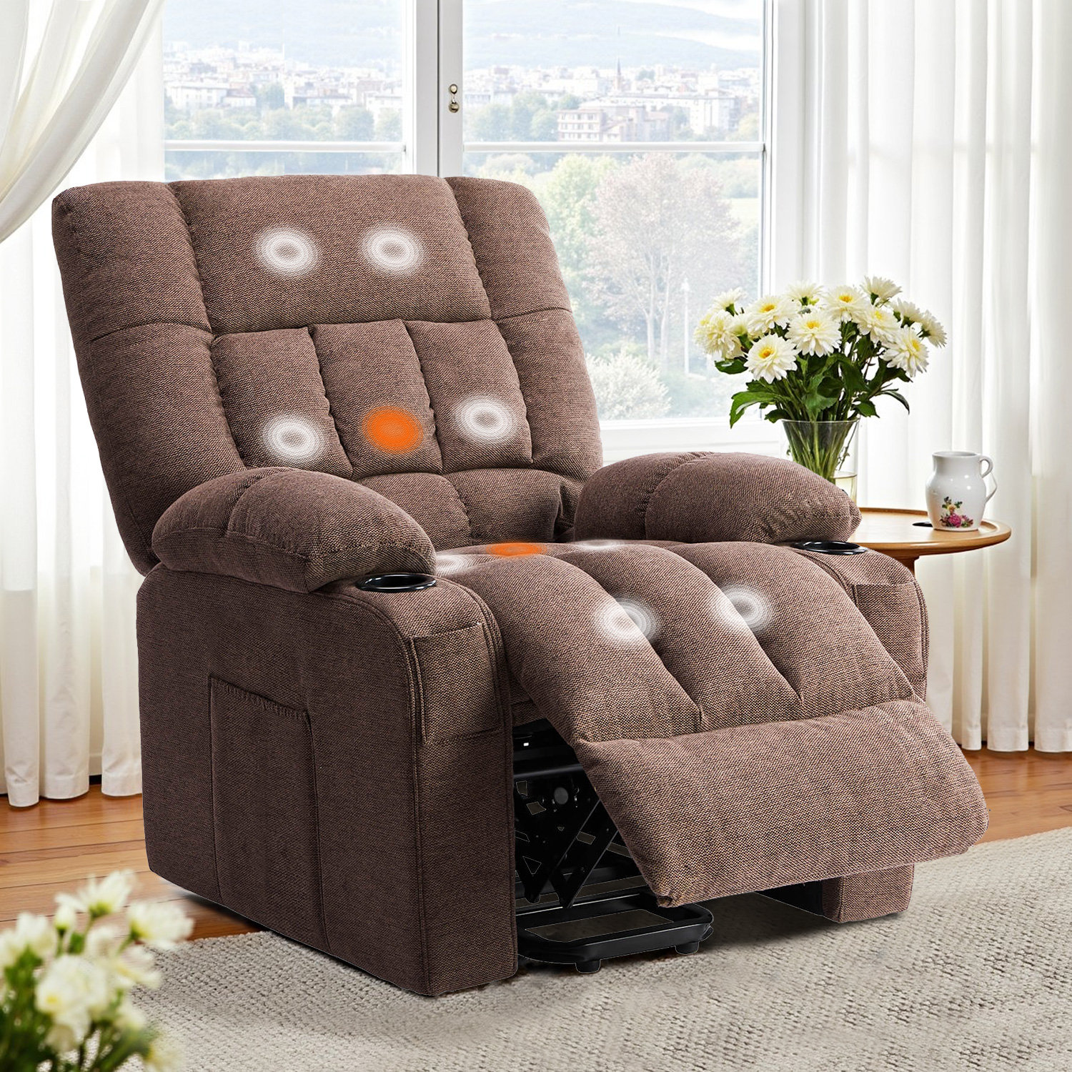 Ebern Designs Recliner Chair With Vibrating Massage And Heating, Home ...