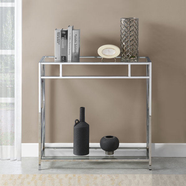 Ivy Bronx Damore Glass Console Table with Metal Frame & Reviews | Wayfair