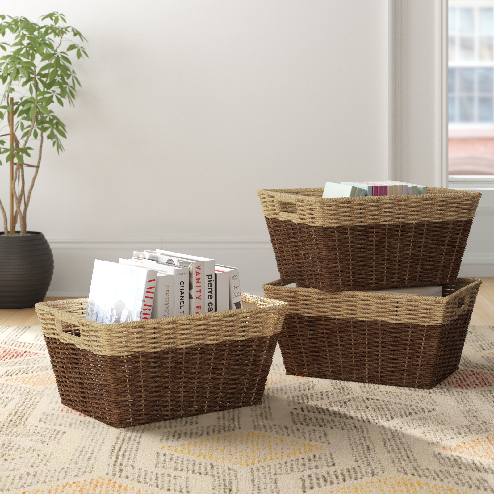 Mercury Row® Rectangle 3 Piece Seagrass Basket Set & Reviews | Wayfair