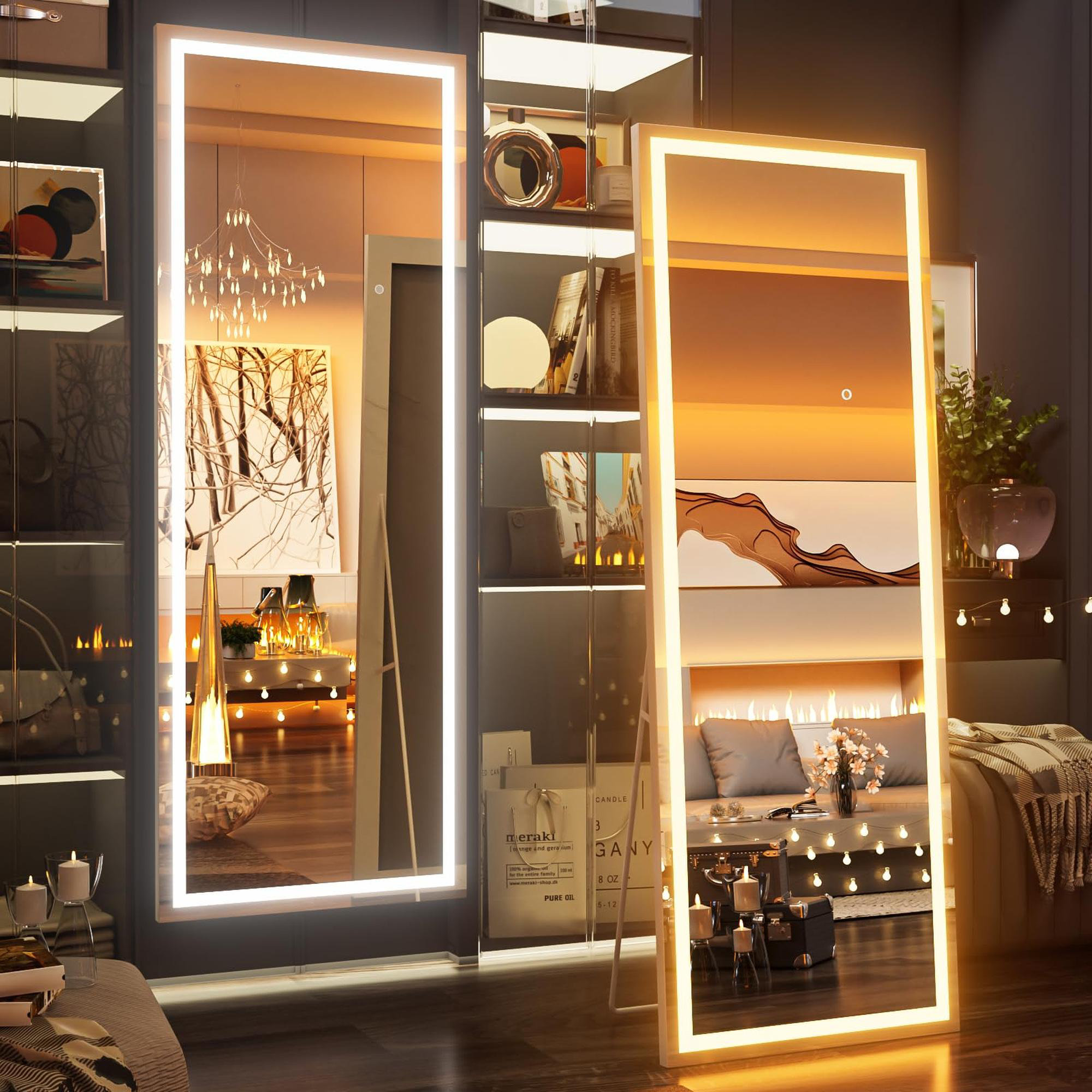 Ivy Bronx Full-length mirror with light, full-length dressing ...