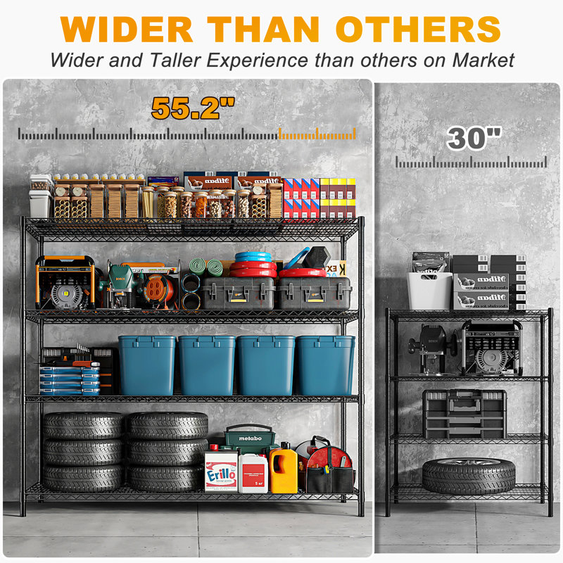 Rebrilliant Melonye 55'' W Height-Adjustable Shelving Unit with Wheels ...