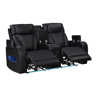 Wrought Studio Jazmina 74"W Black Leather Aire Transformer Power ...