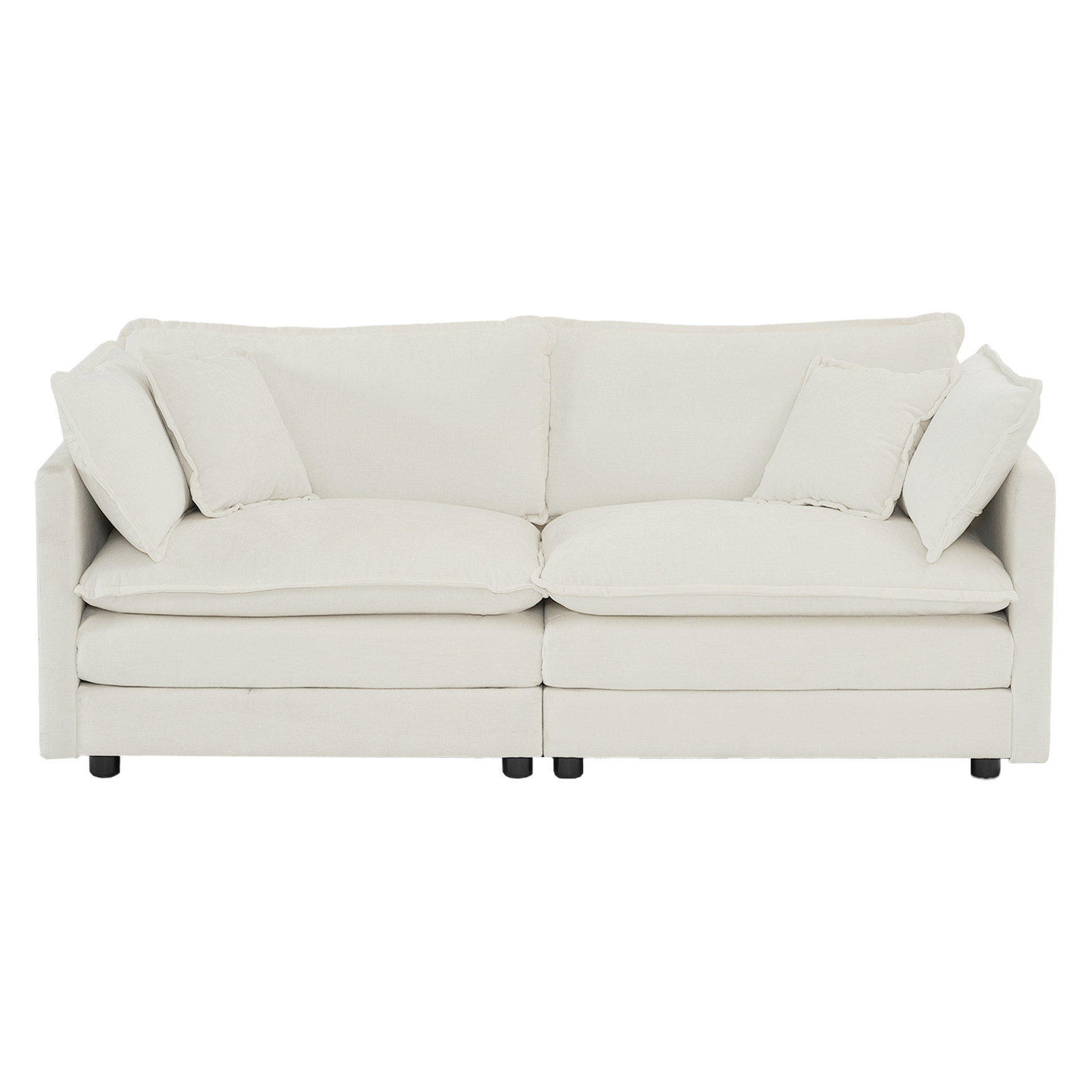 Ivy Bronx White Chenille Living Room Couch - 2 With 4 Pillows ...