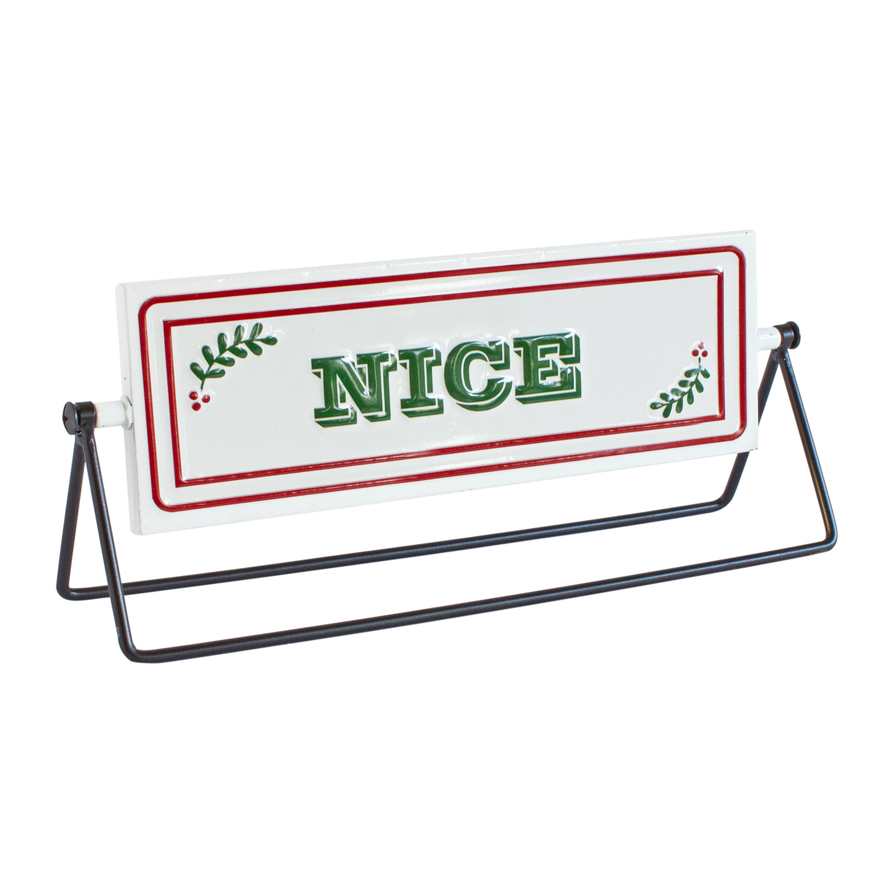 The Holiday Aisle® Reversable Santa Iron 2 Piece Sign Set | Wayfair