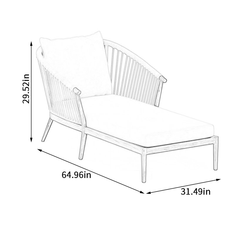 A Zoetic Home Outdoor Modern Simple Garden Single Chaise Longue | Wayfair
