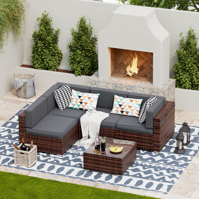 Latitude Run® 4 - Person Modular Patio Conversation Sets with Cushions ...