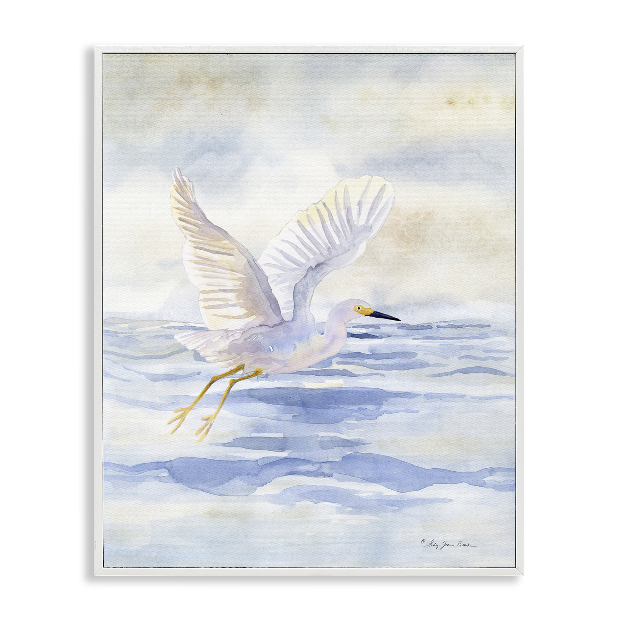 Stupell Industries Swan Flying Over Water Framed Giclee Art by Audrey ...