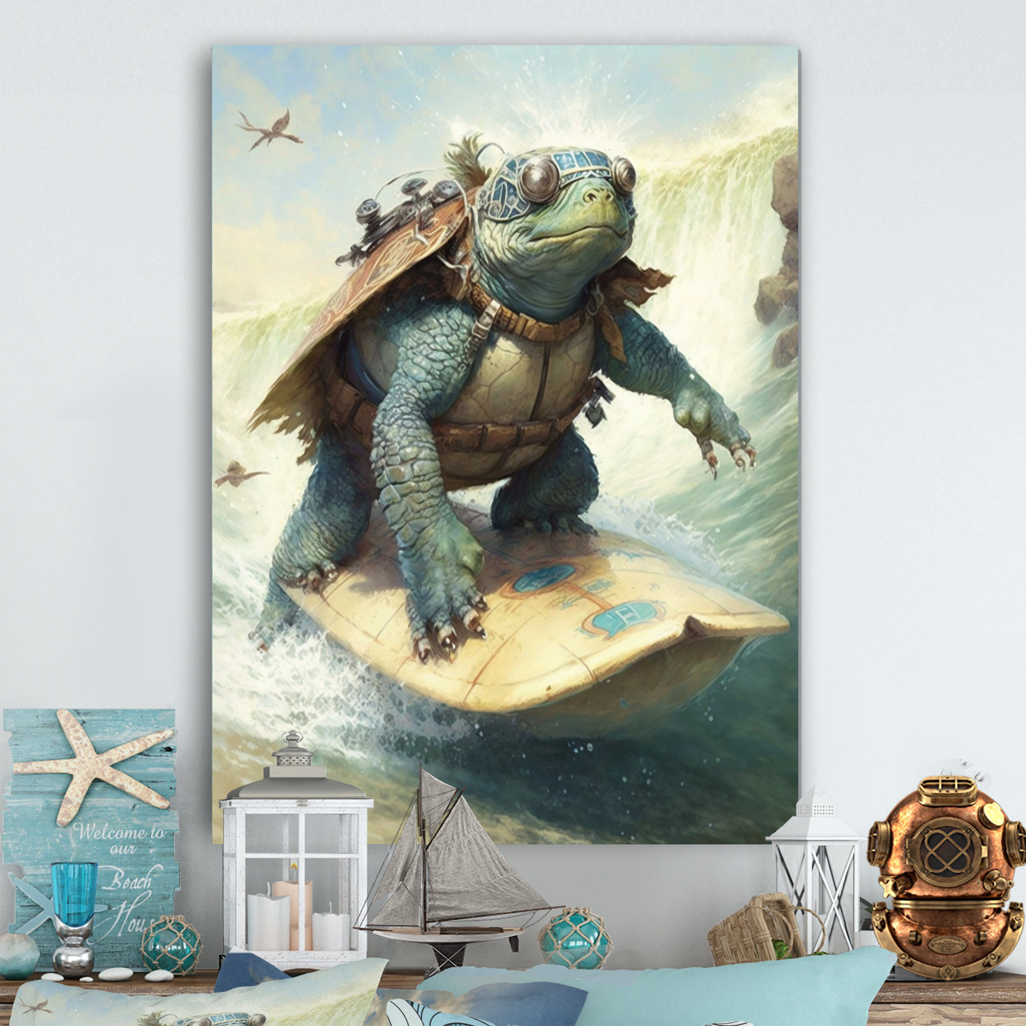 Trinx Turtle Surfing With Goggles Turtle Surfing With Goggles - Print ...