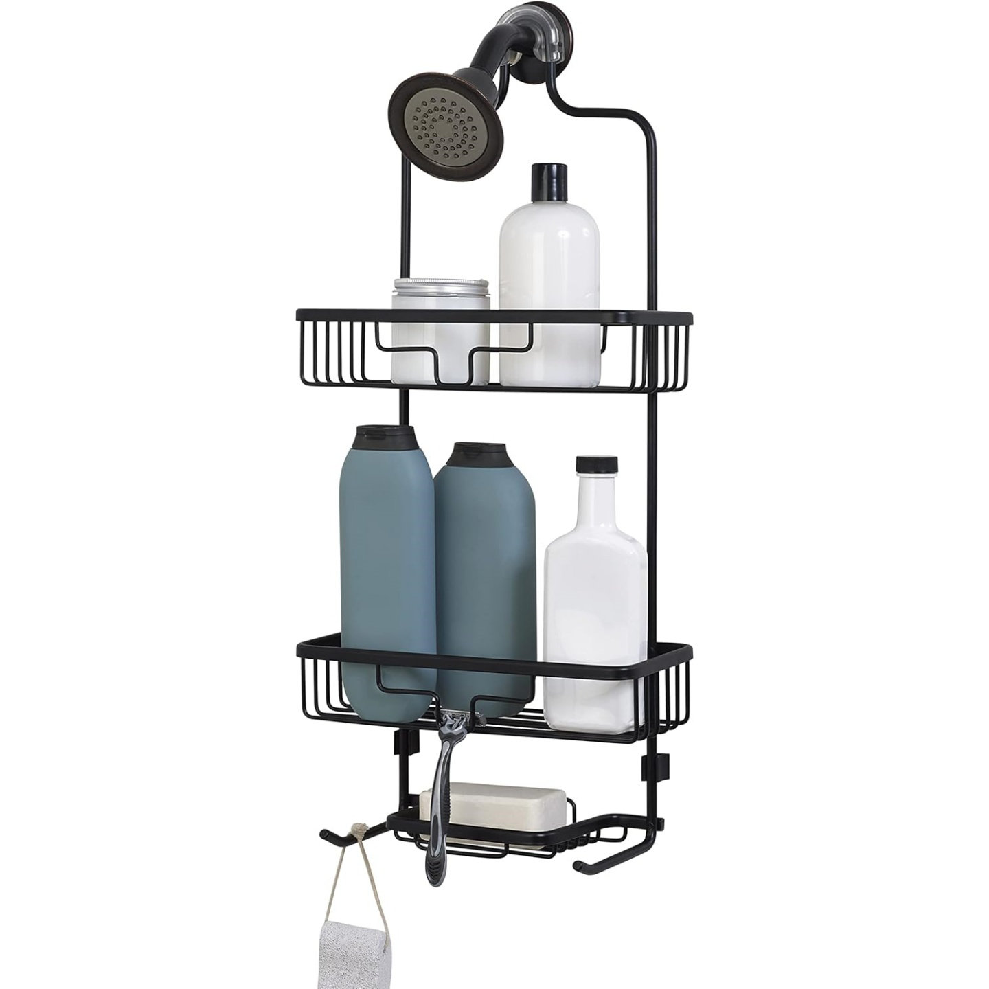 Hokku Designs Rustproof Over the Shower Head Caddy with 2 Shelves ...
