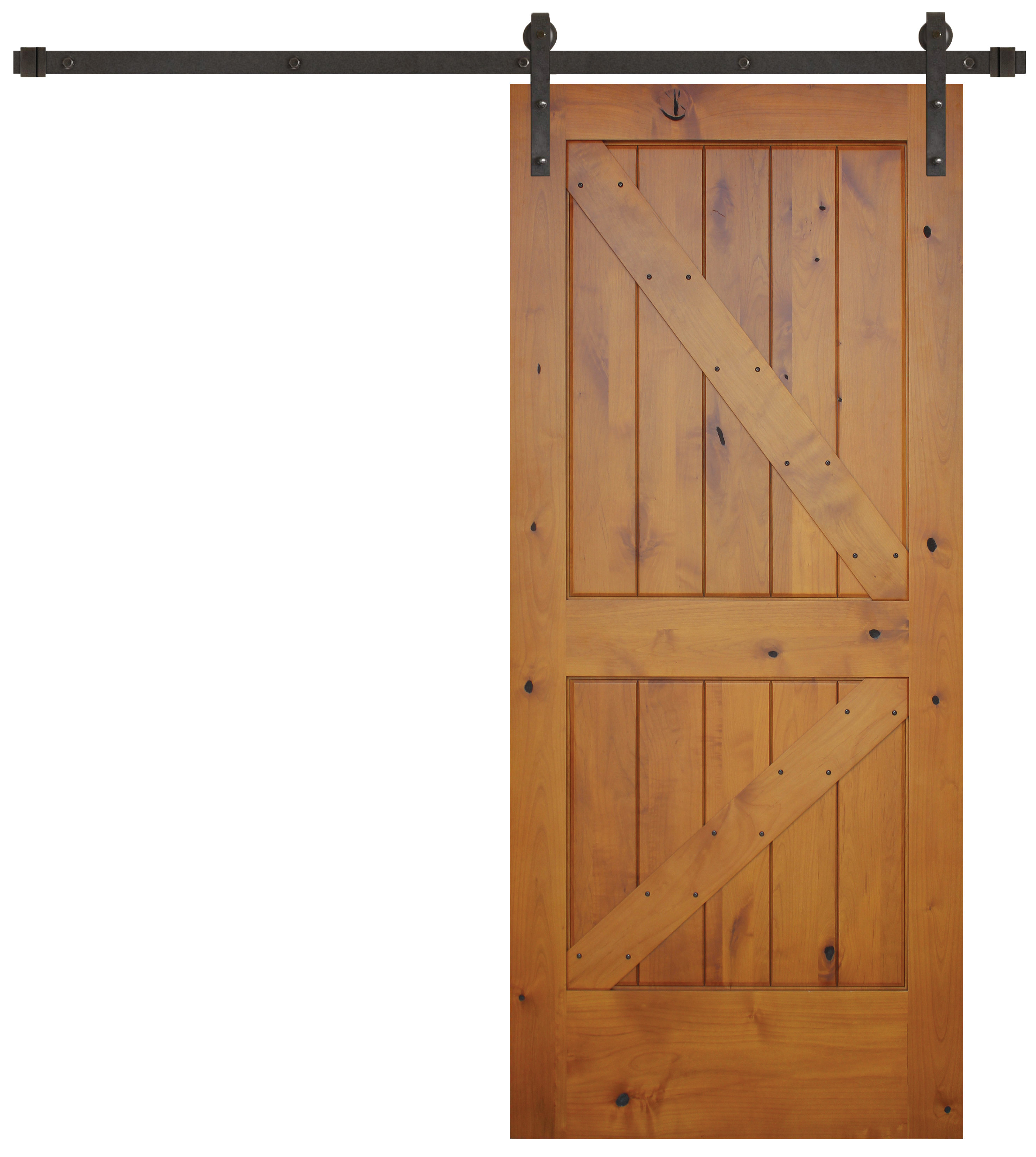 Creative Entryways Paneled Wood Finish Barn Door with Installation ...