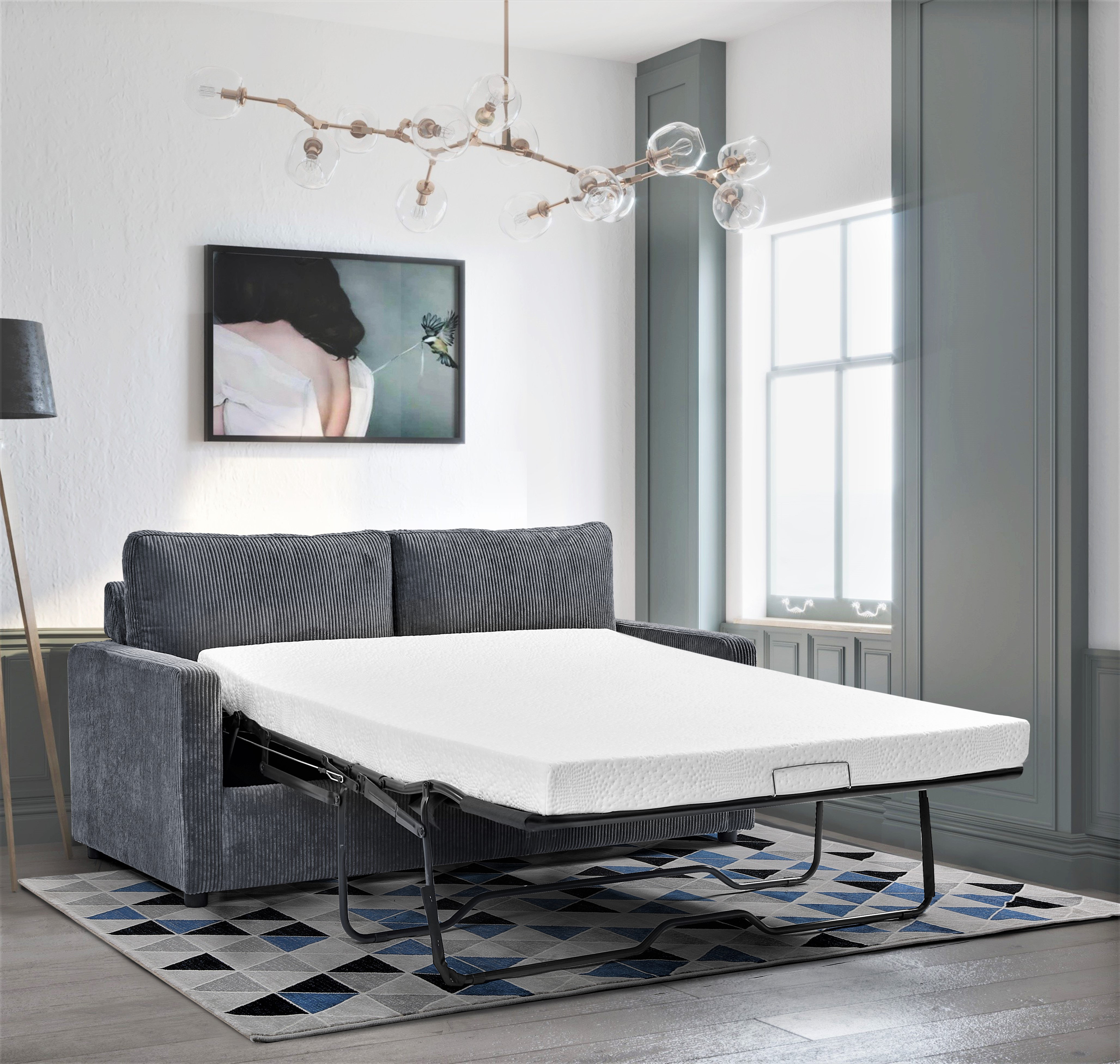 Hokku Designs Catalaya 70'' Upholstered Cushion Back Convertible Sofa ...