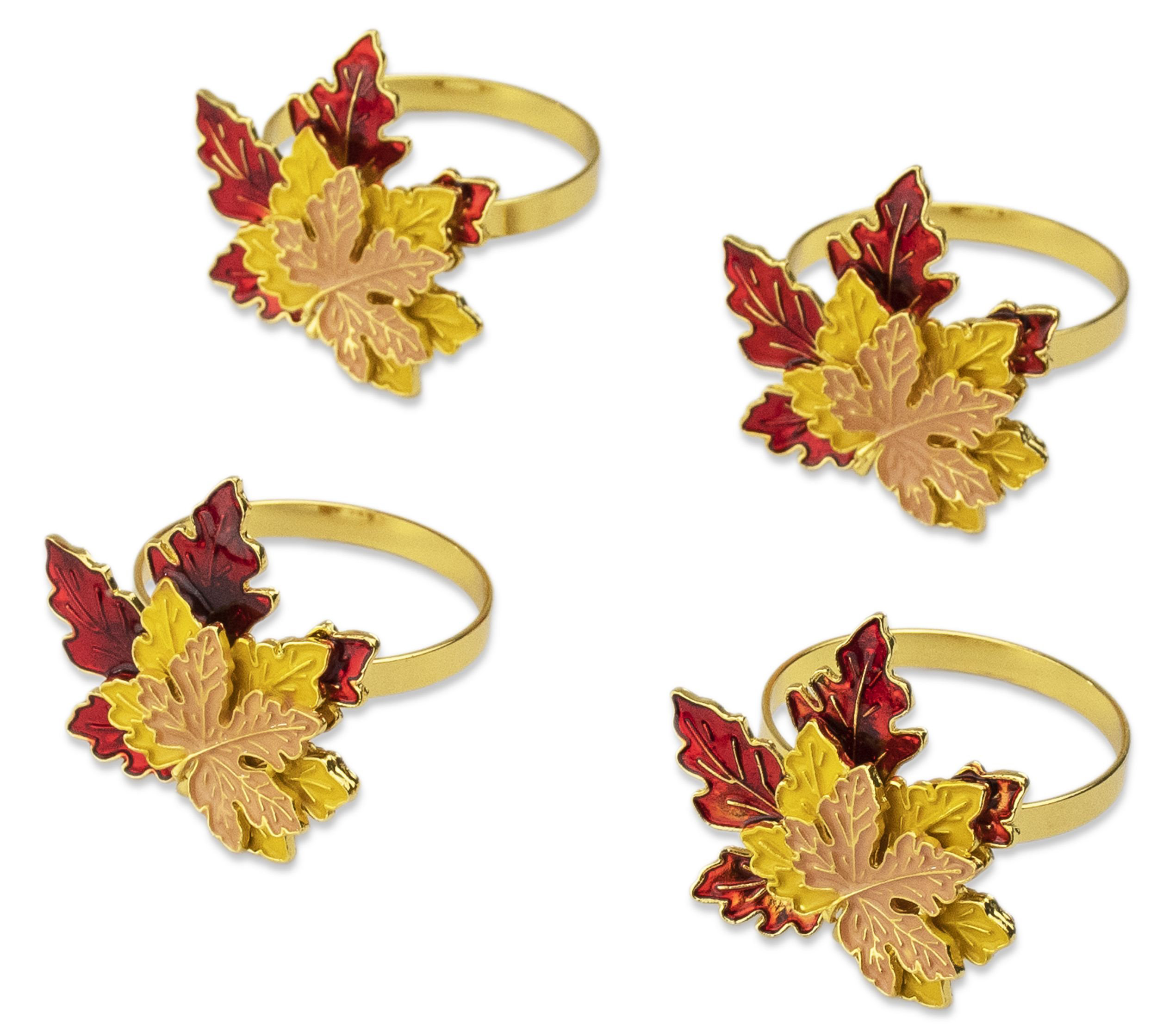 Red Barrel Studio® Champine Fall Maple Leaf Napkin Rings (Set of 4 ...