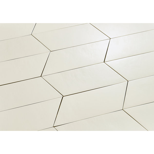 Walkon Tile Cement Series 4" x 10" Left Chevron Porcelain Tile | Wayfair