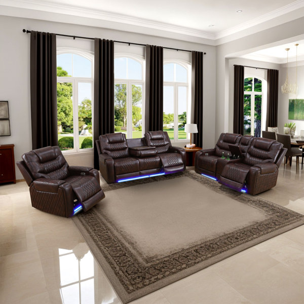 Red Barrel Studio® Ballal 3 - Piece Vegan Leather Electric Power ...