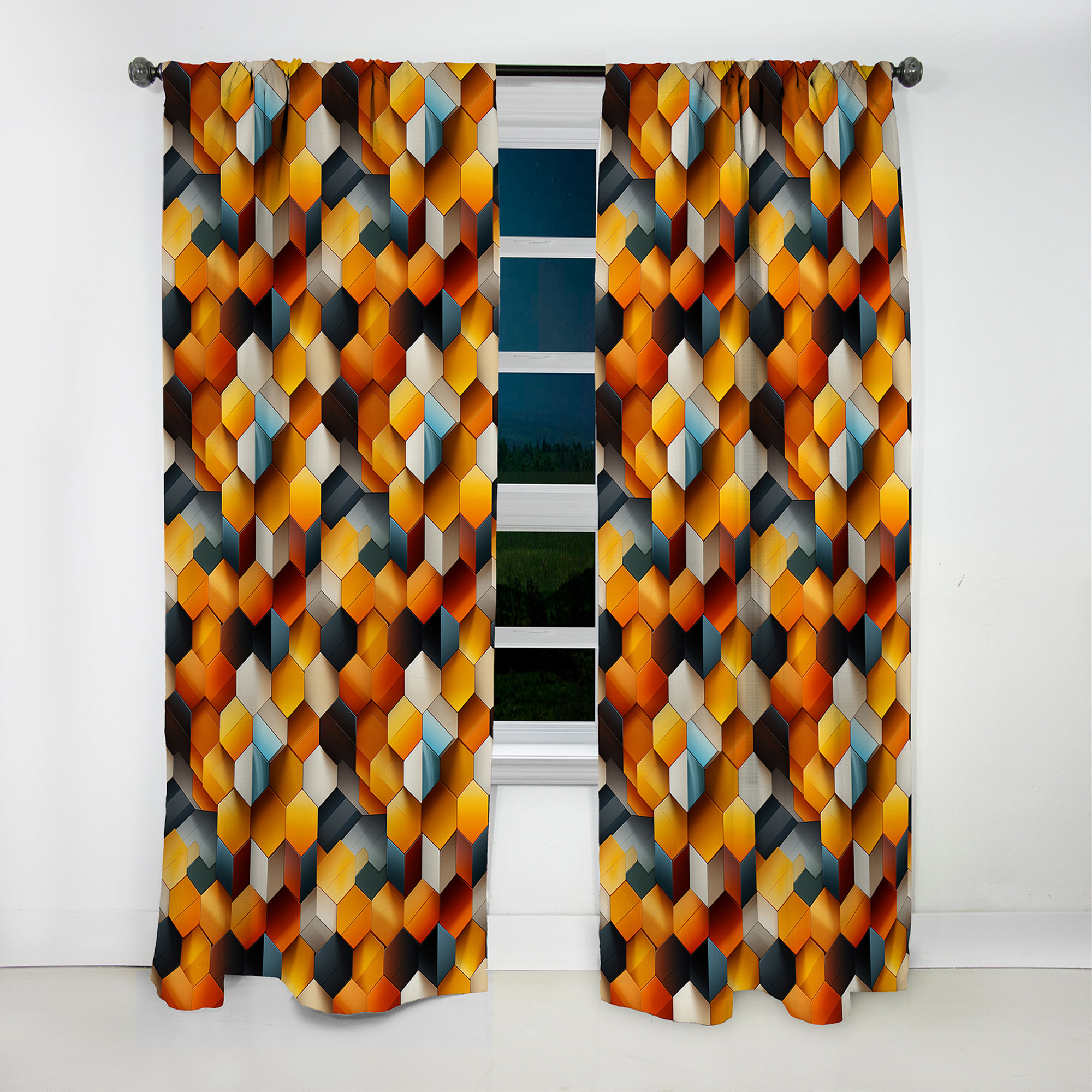 Design Art Chromatic Tiles - Modern Curtain - Velvet Room Darkening - 1 ...