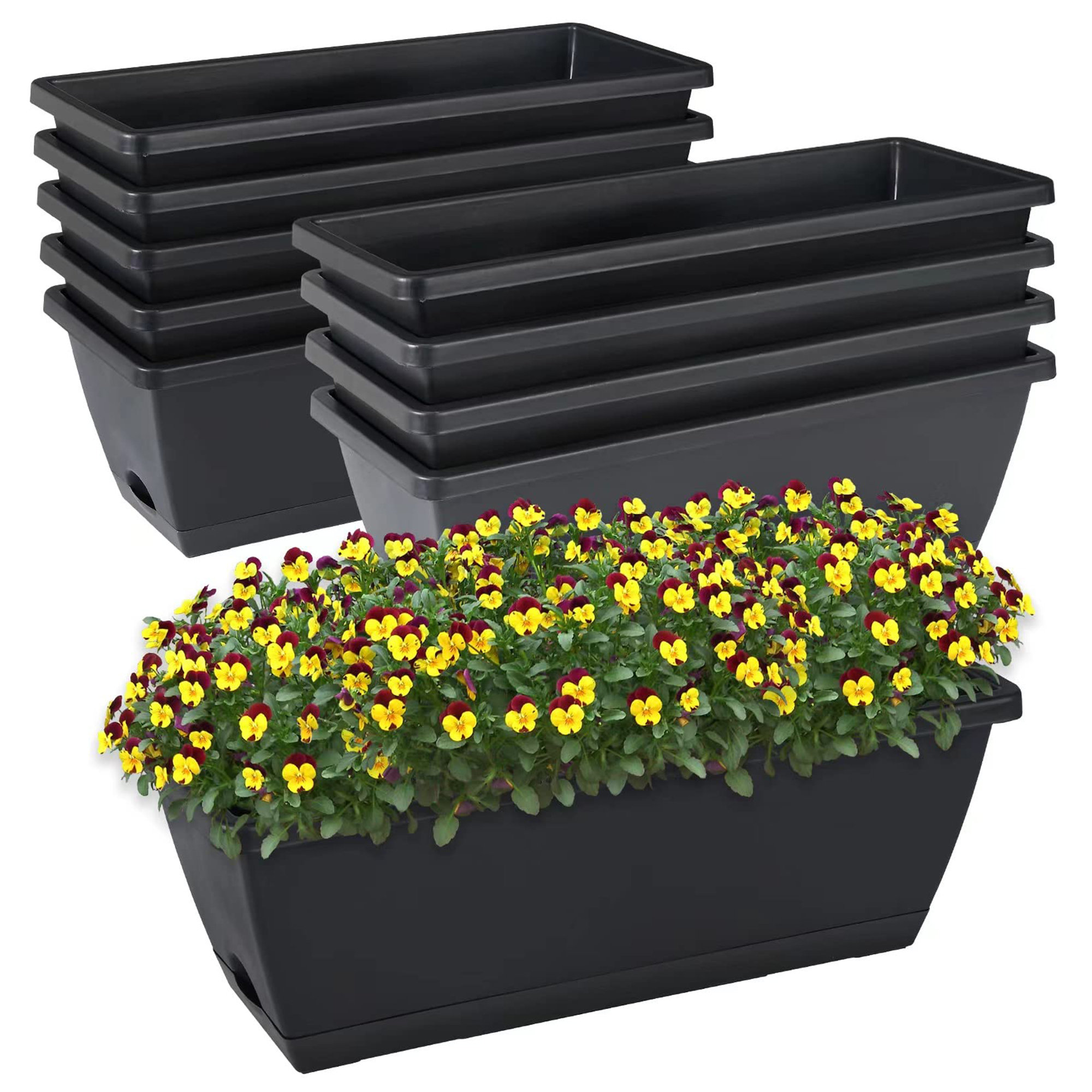 Arlmont & Co. 10 Pack Plastic Vegetable Flower Window Box Planter | Wayfair