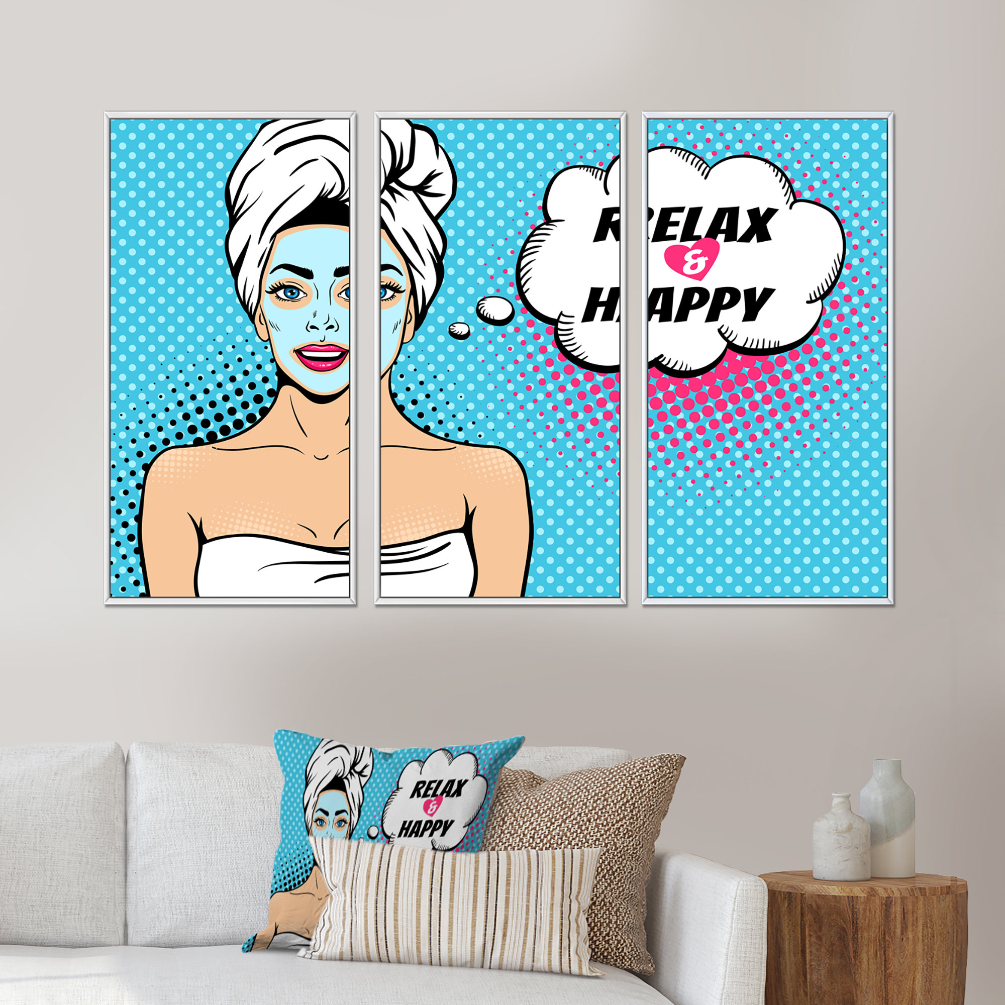 Winston Porter Happy And Relax Pop Art - Traditional Framed Canvas Wall ...