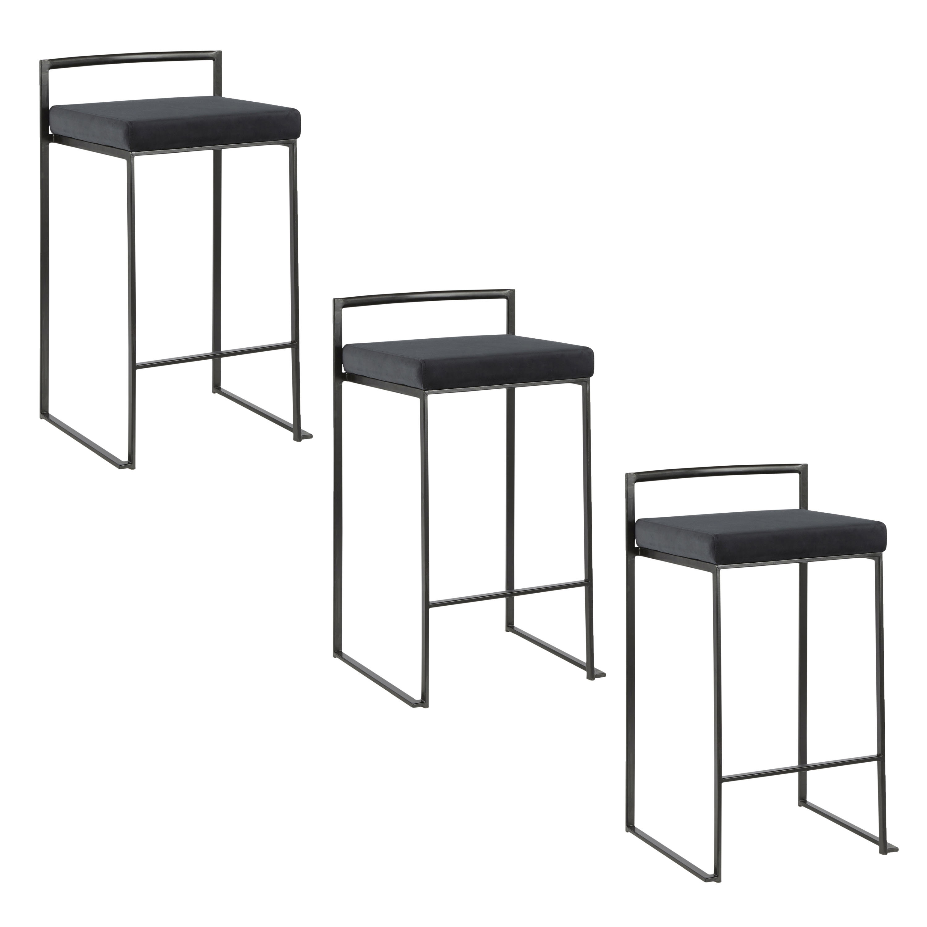 Everly Quinn Derik Stackable Counter & Bar Stool with Velvet Cushion ...