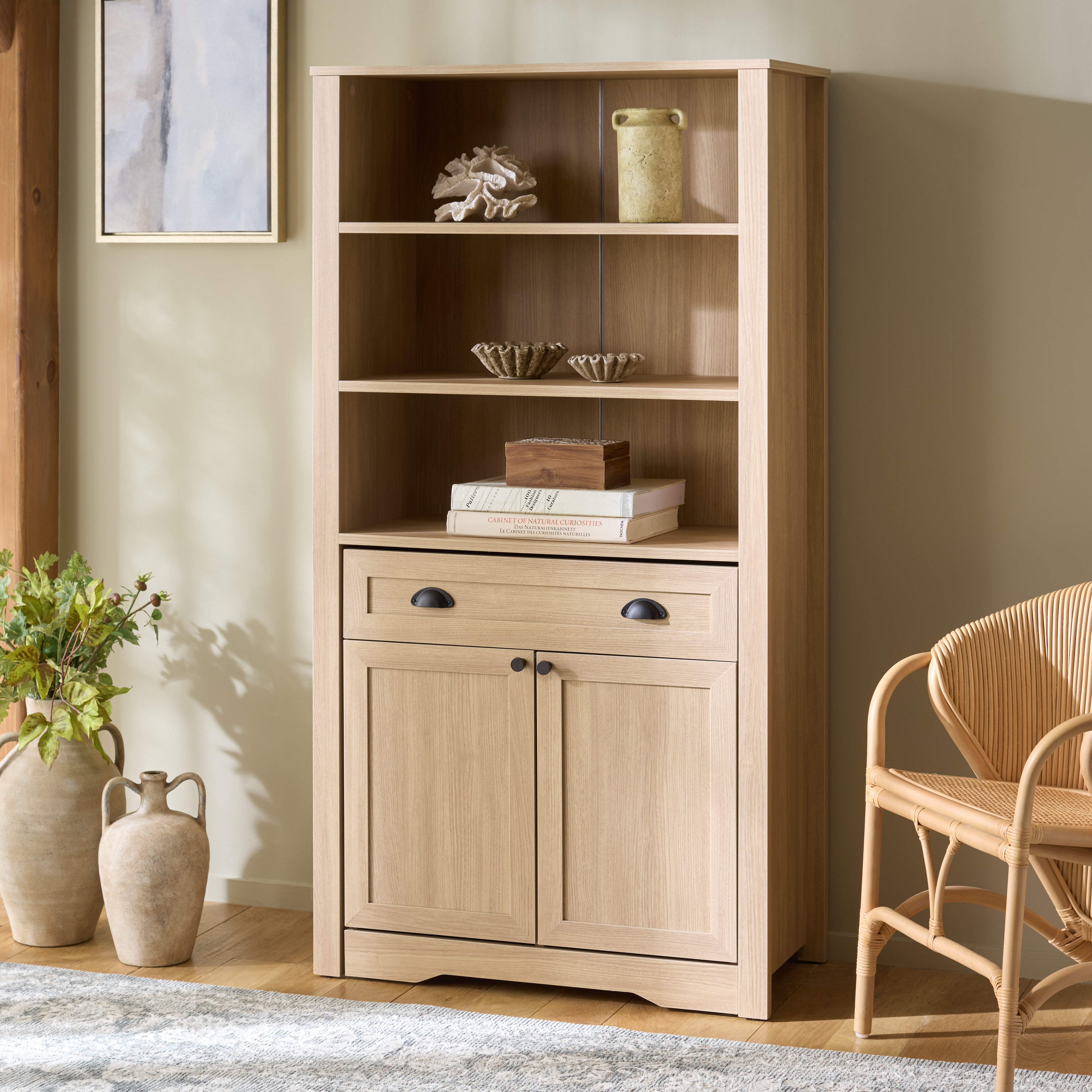 Latitude Run® Vero Bookcase With Folding Desk And Cabinet | Wayfair