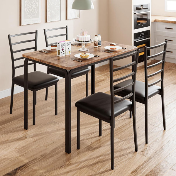 17 Stories Dining Table for 4, Small Table and Chairs Set of 4, Square ...
