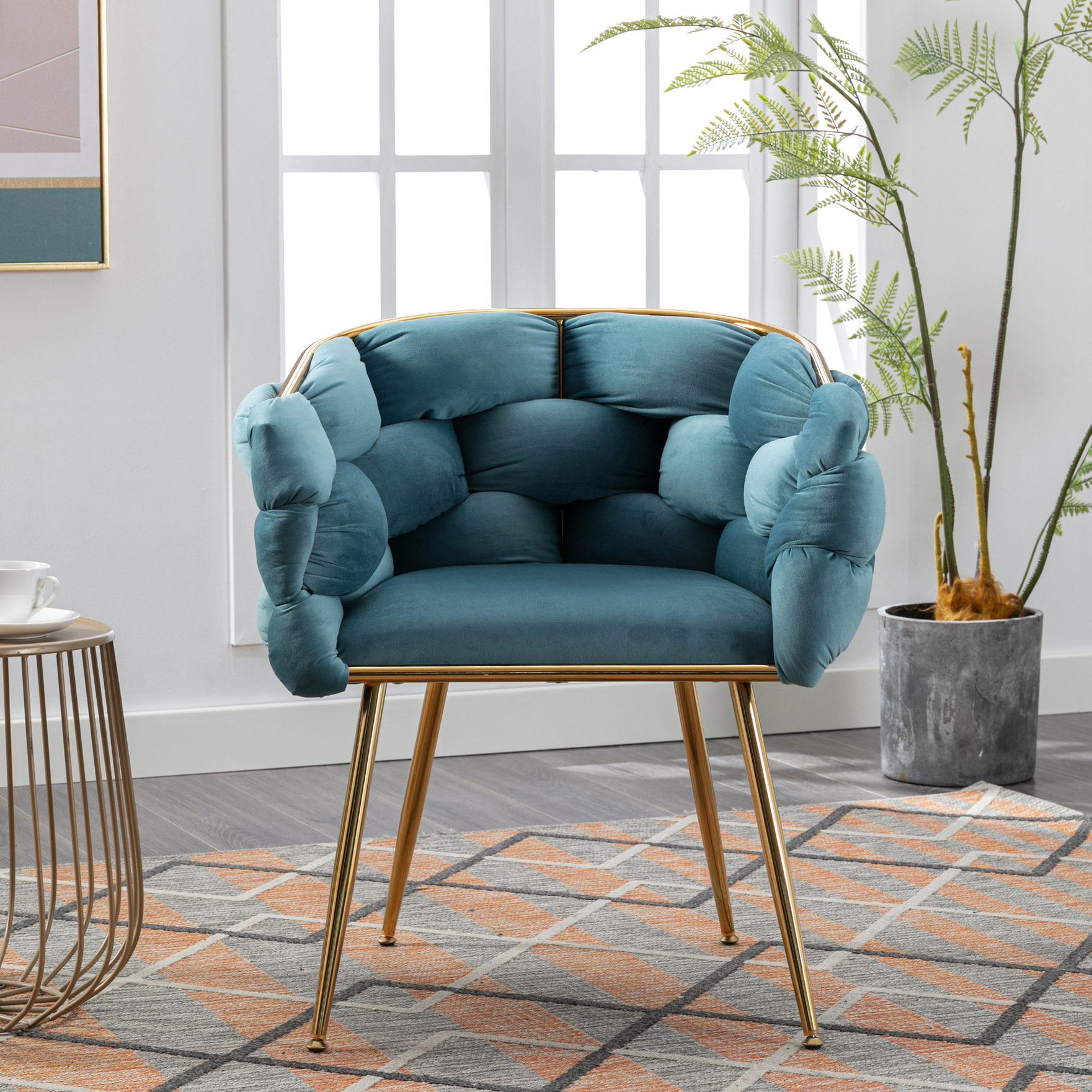 Mercer41 Luxury Velvet Armchair, Comfortable Seat Cushion, Metal Legs ...