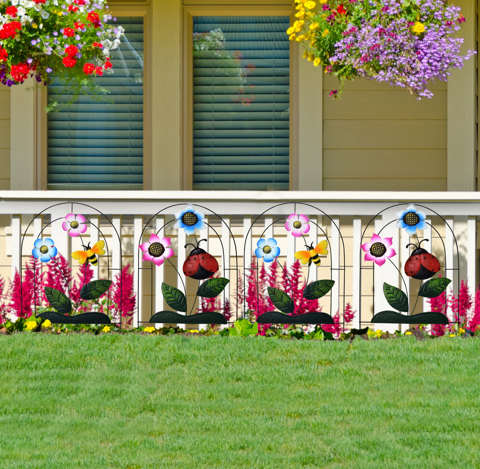 Lark Manor™ Garden Fence 4 Pack With Ladybug & Bee Design | Wayfair