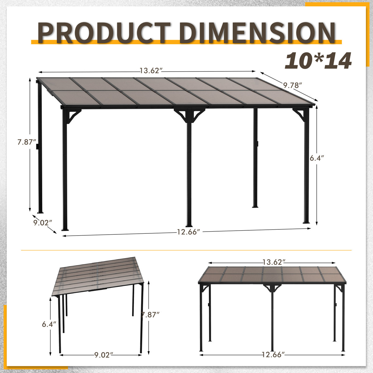 Furmax Outdoor Wall Mounted Slope Roof Pergola, Lean To Gazebo For ...