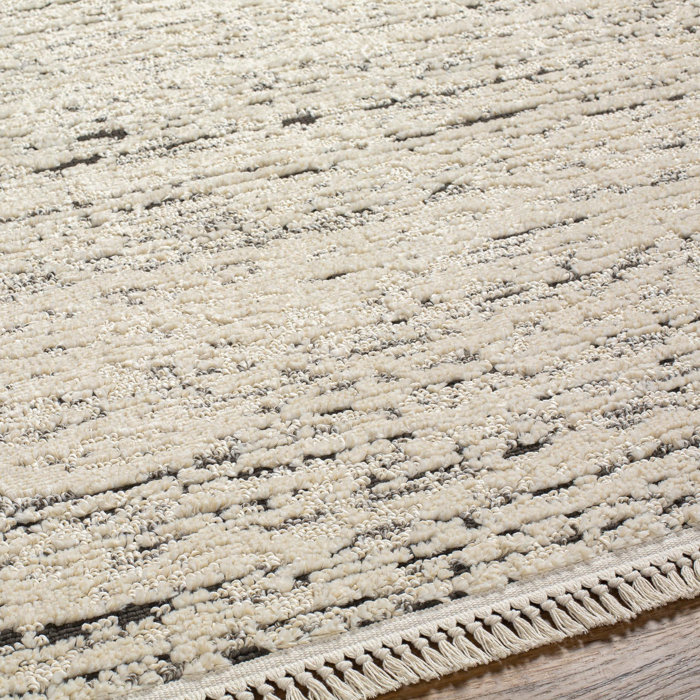 17 Stories Ollie Striped Taupe Area Rug | Wayfair