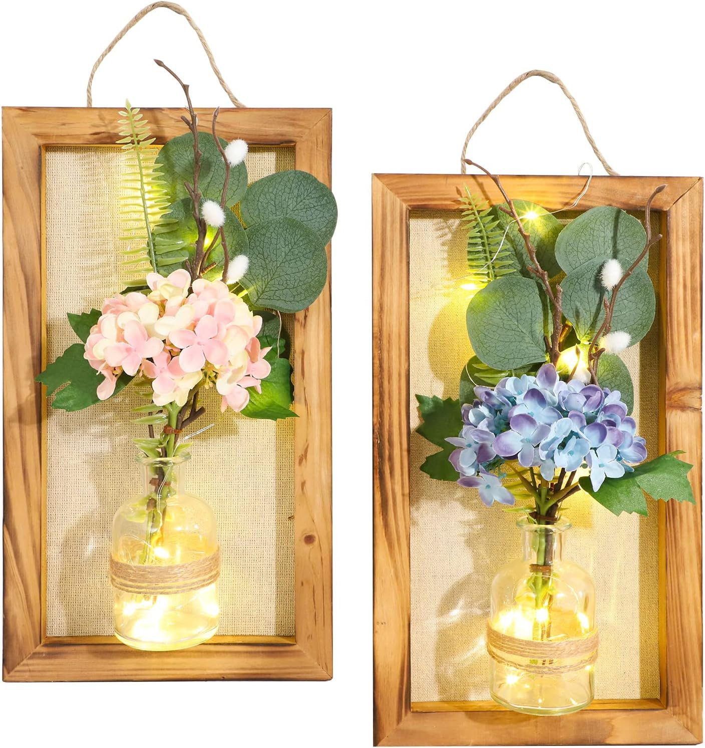 Primrue Glass Jar Frame Wall Sconces Handmade Hydrangea Bouquet ...
