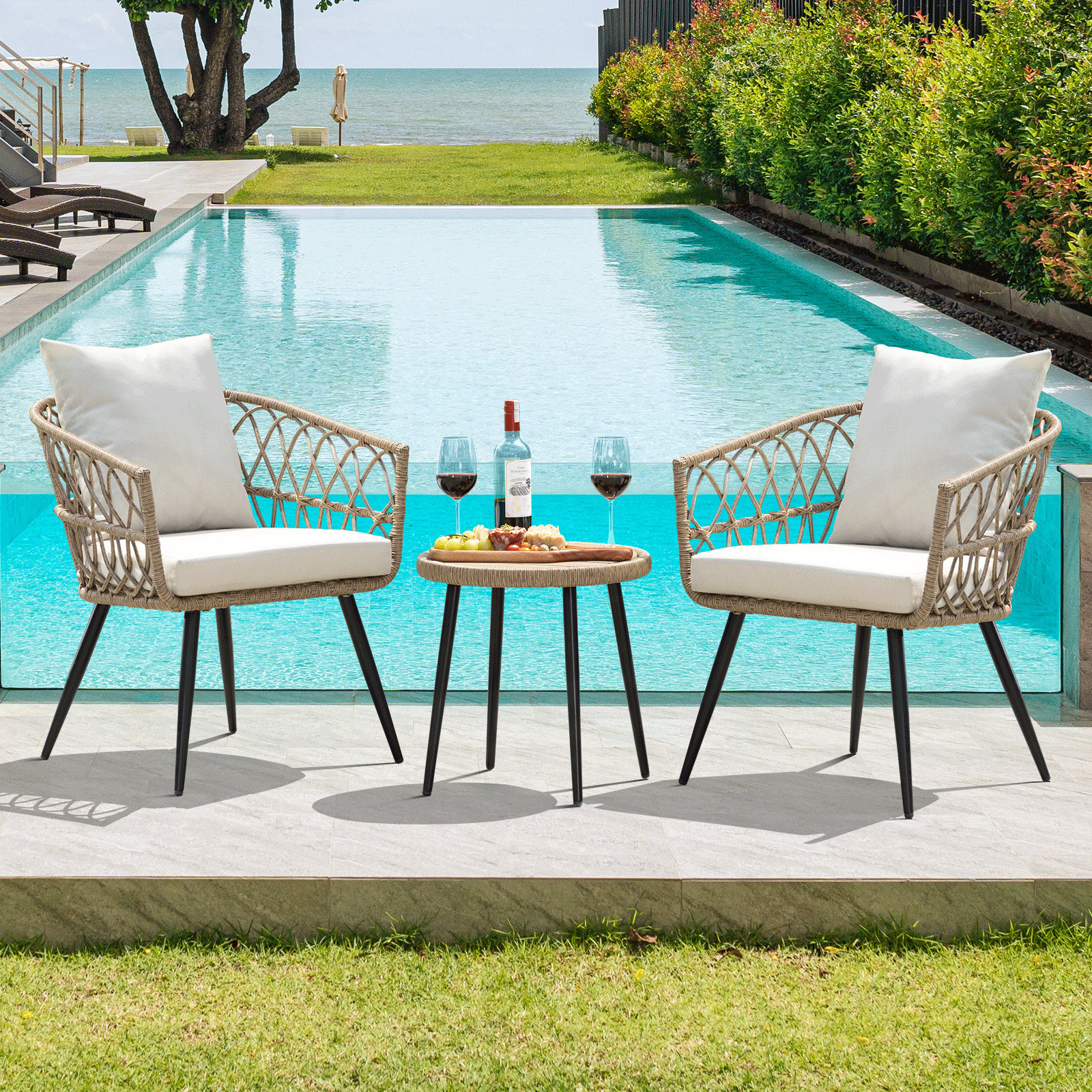 Bay Isle Home™ Pierre 2 - Person Outdoor Seating Group with Cushion ...