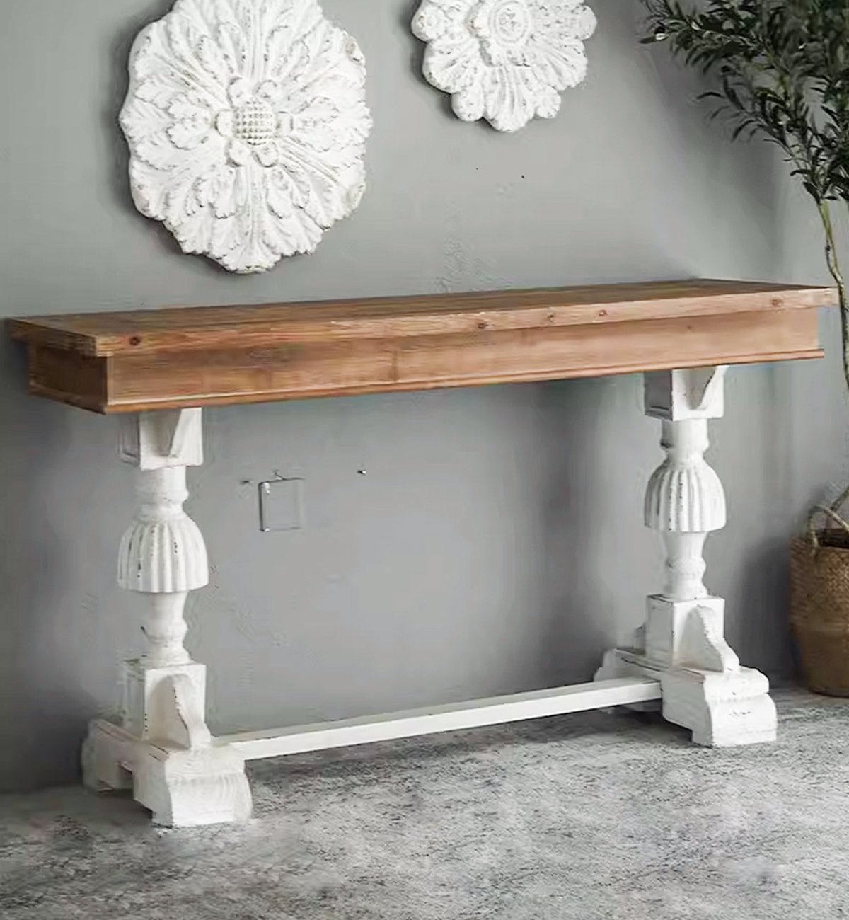 Finesse Furni American Retro Innovation Solid Wood Console Table ...