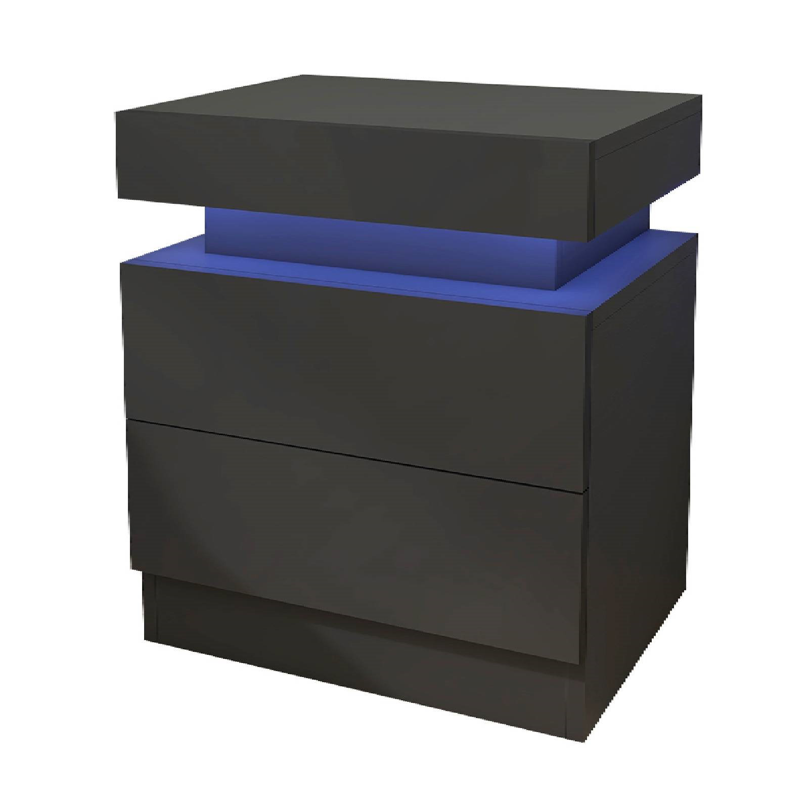 Wrought Studio™ Nightstand with LED Lights, 2 Drawer & 1 Flapping Top ...