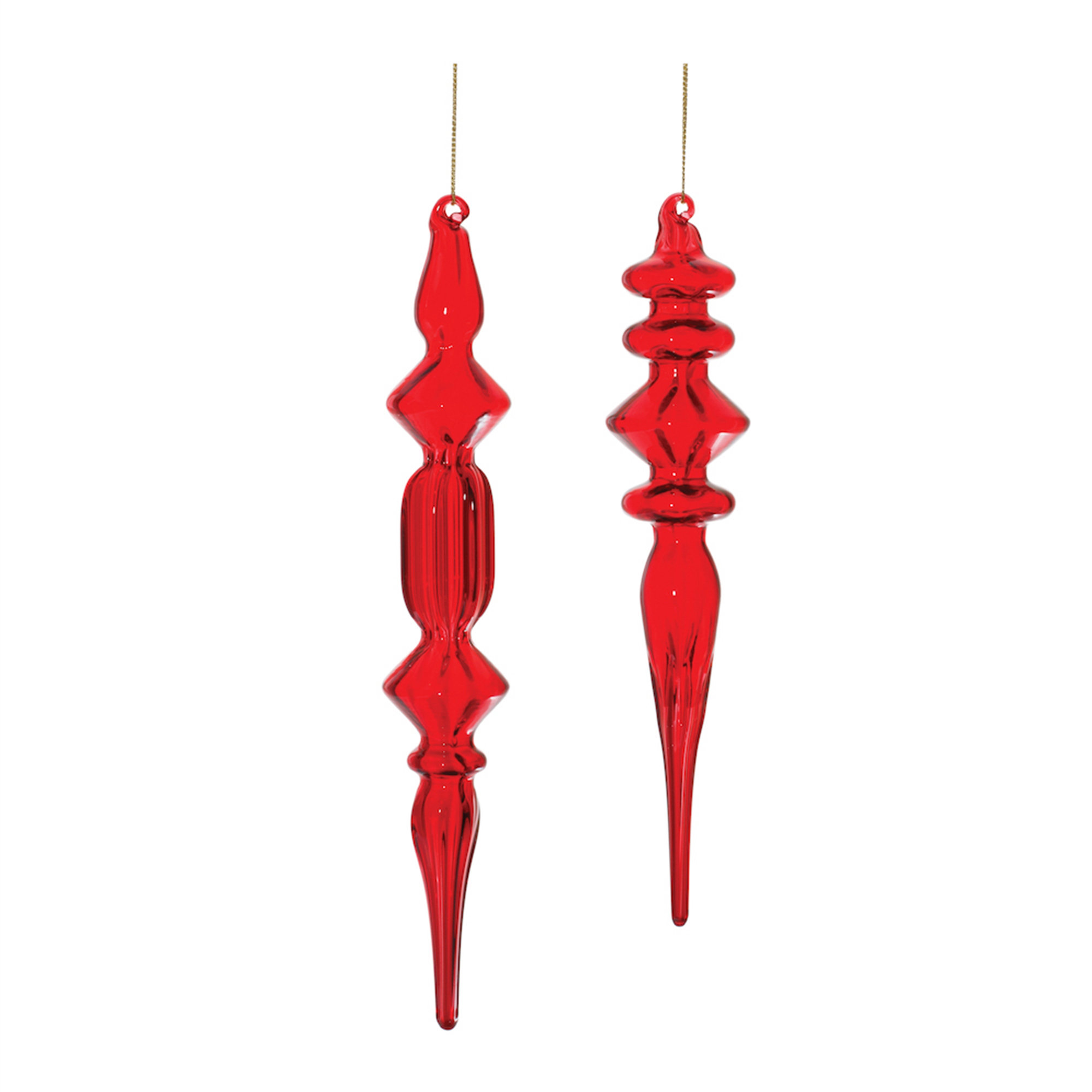 Melrose International Red Glass Finial Drop Ornament (Set of 12) | Wayfair