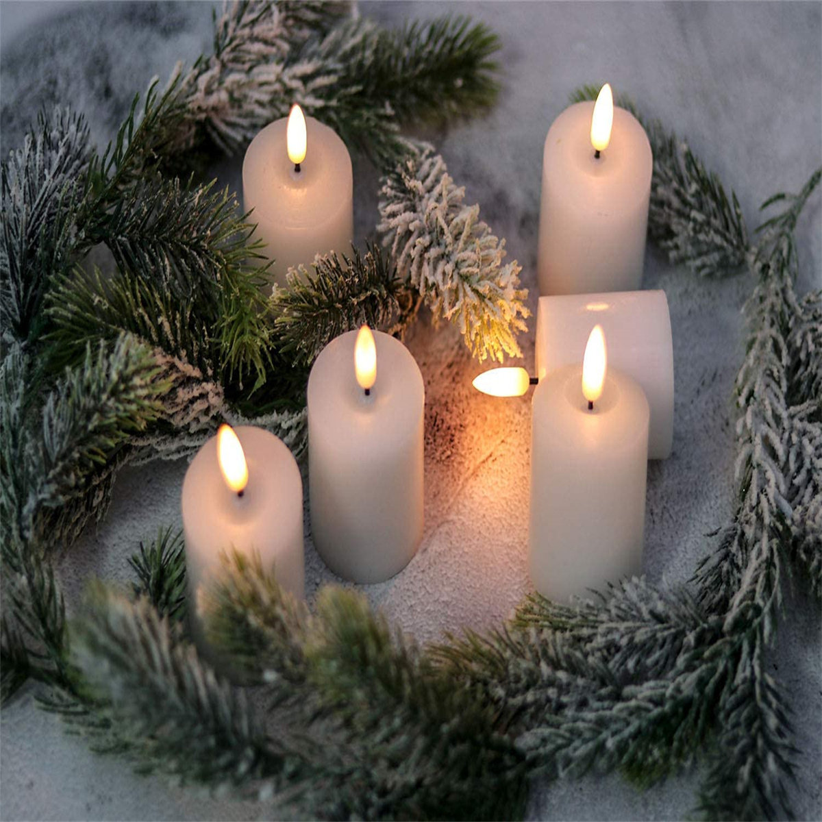 Hokku Designs Flameless Pillar Candles Flickering With Timer, Battery ...