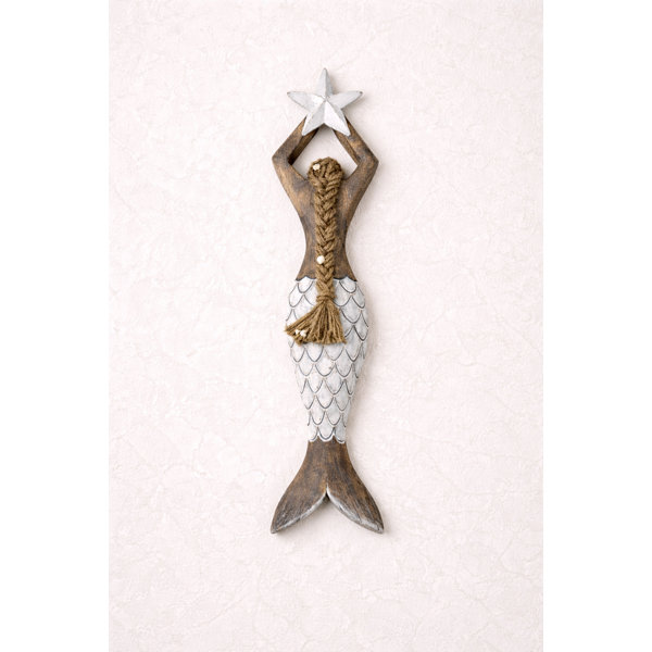 Breakwater Bay Wooden Mermaid Wall Sculpture with Star – Coastal ...