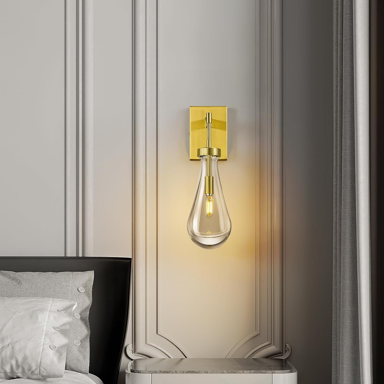 Hokku Designs Modern Raindrop Wall Sconce With Clear Glass Shade, Wall ...