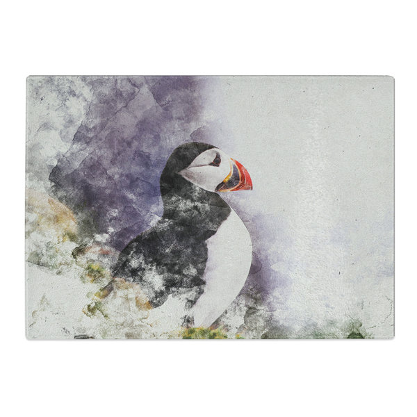 East Urban Home Atlantic Puffin Birds Vol.7 Watercolour Chopping Board ...