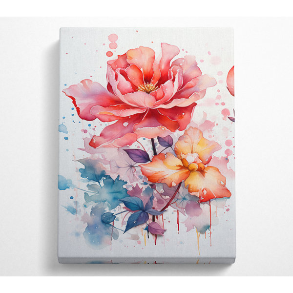 Marlow Home Co. Watercolour Splat Flower - Wrapped Canvas Art Prints ...