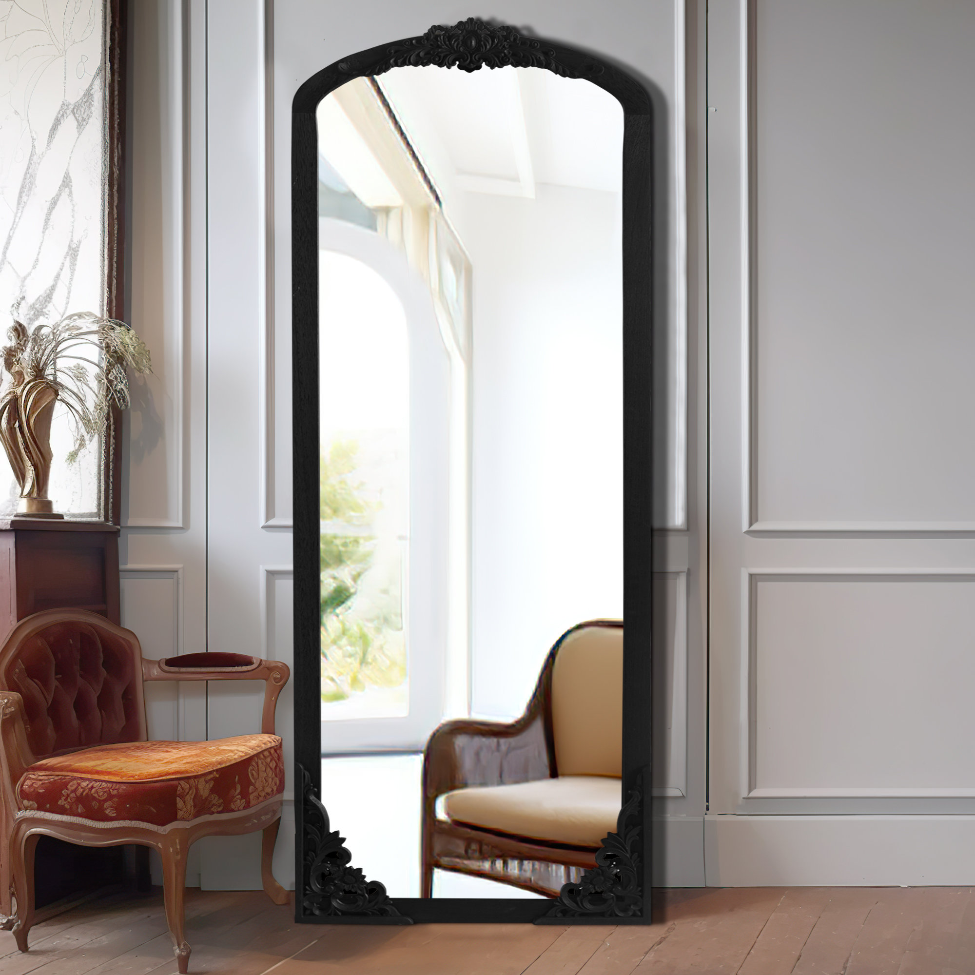 Lark Manor™ Anjulie Arch Solid Wood Mirror Ornate Mirror Wall Mirror ...