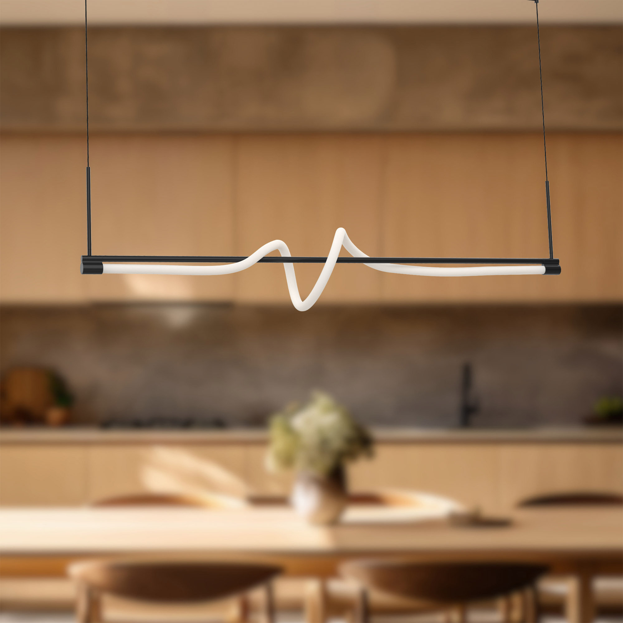 Kuzco Lighting Cursive 1 - Light Kitchen Island Modern Linear LED ...