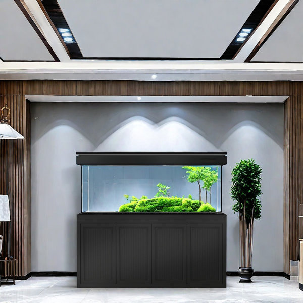 Lingxis Black Minimalist Rectangular Eco Aquarium Tank | Wayfair