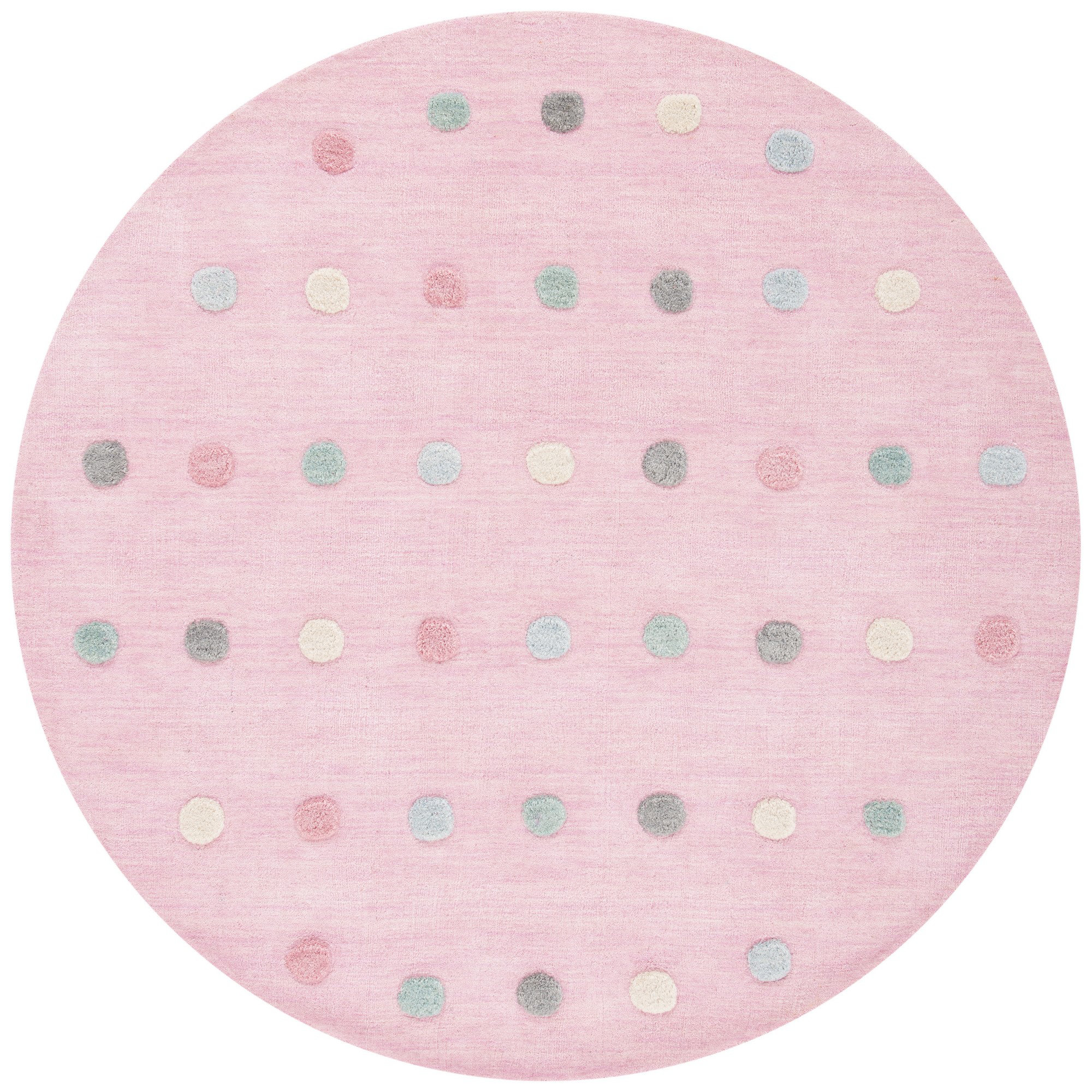 Ebern Designs Hachirou Polka Dots Hand Knotted Wool/Cotton Light Pink ...