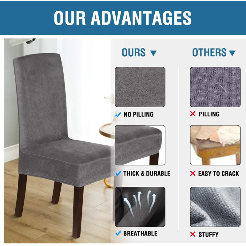 Mercer41 Soft Thick Solid Box Cushion Dining Chair Slipcover & Reviews ...