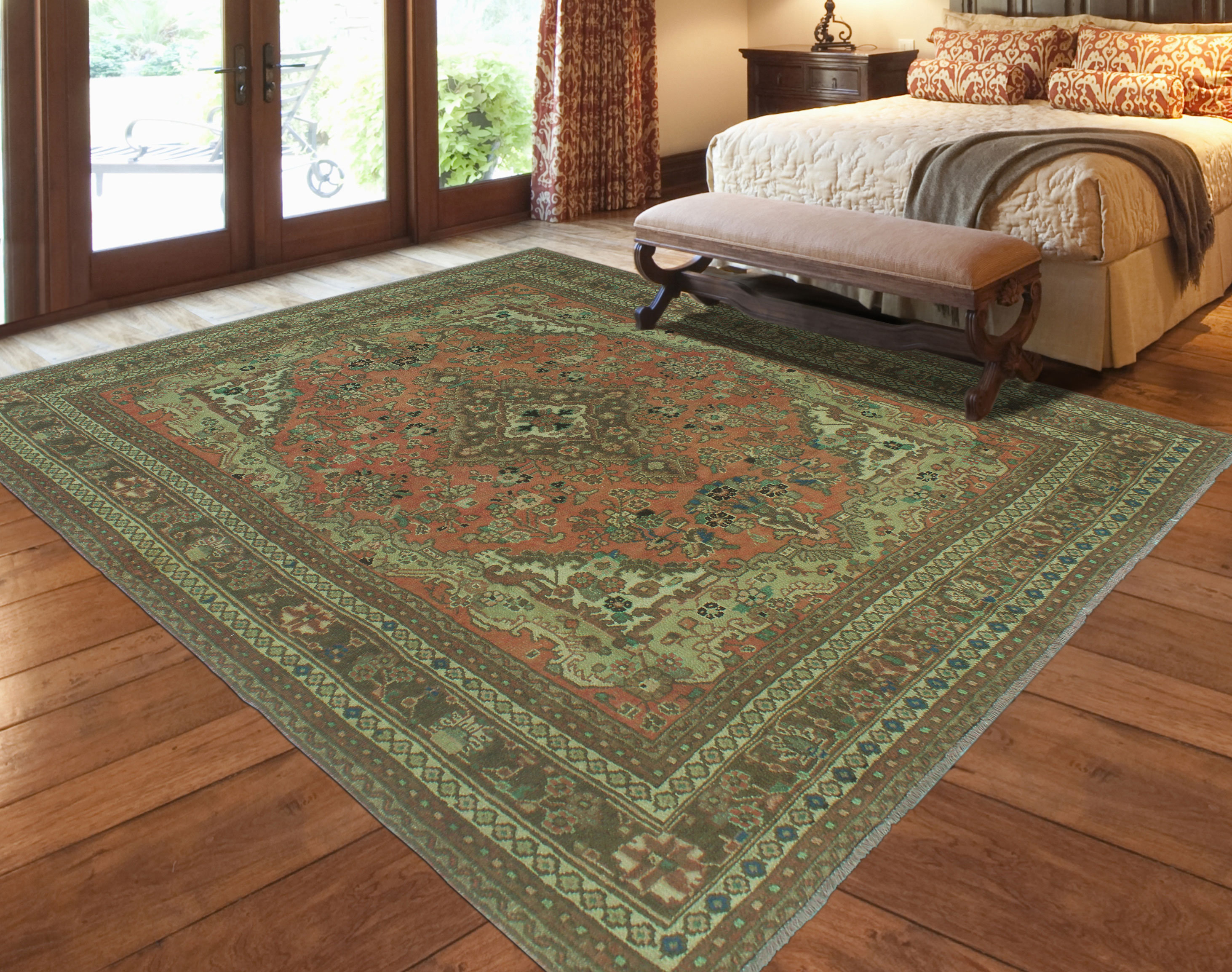 Bungalow Rose Semi-Antique Ullok Rust Rug | Wayfair