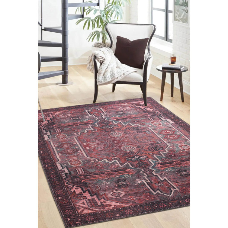 Rosalind Wheeler Barrons Oriental Machine Woven Burgundy Area Rug ...