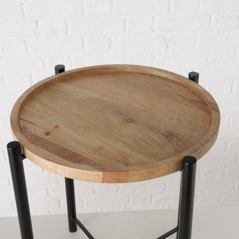 17 Stories Macalah Solid Wood Tray Top Cross Legs End Table Set | Wayfair