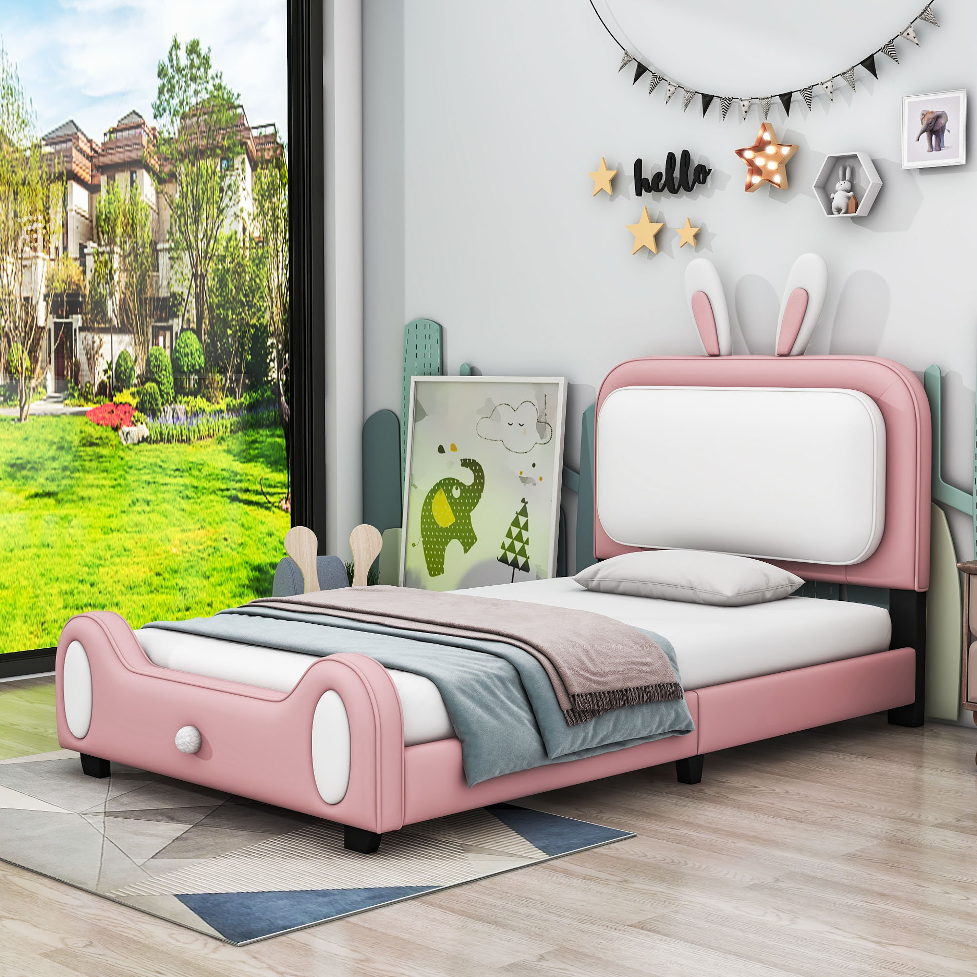 Xiao Hailuo Upholstered Platform Bed with Rabbit-Shape Headboard | Wayfair