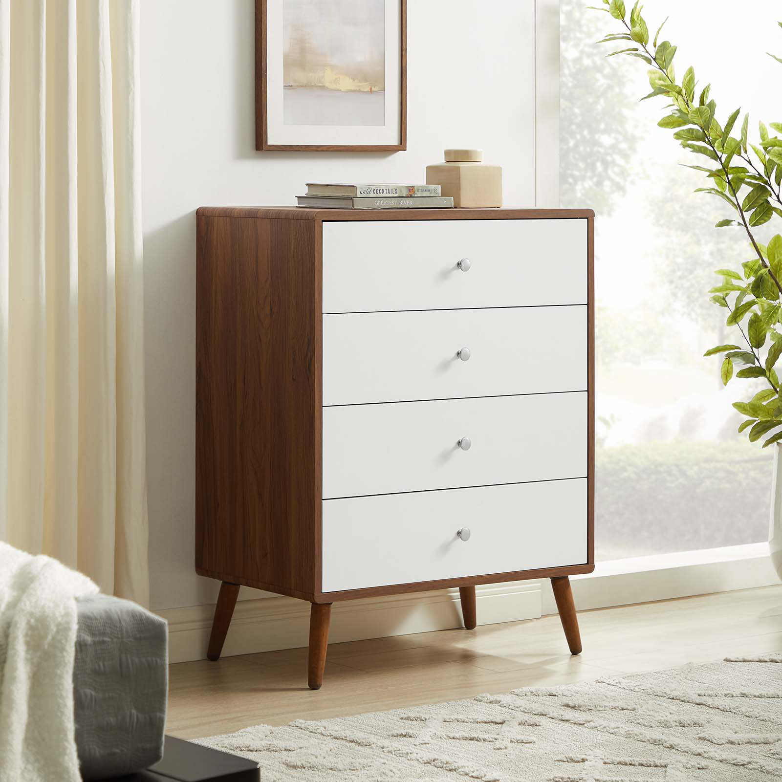 Modway Transmit 4-Drawer Chest In Walnut White & Reviews - Wayfair Canada